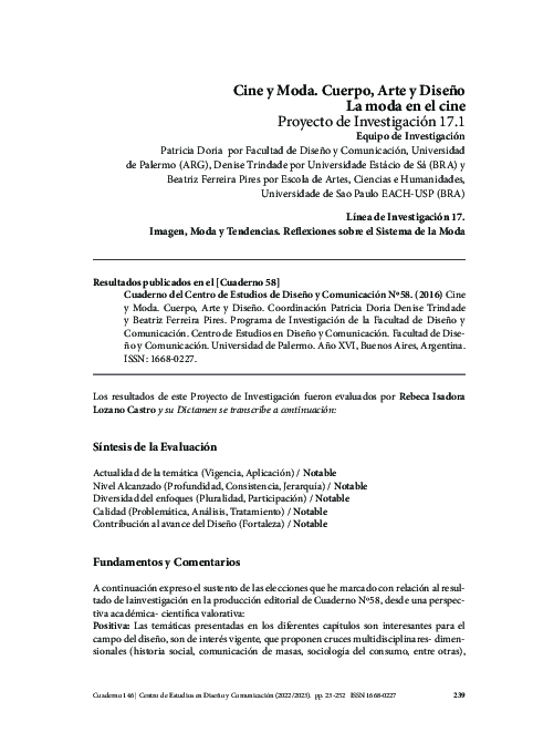 (PDF) Cine y Moda. Cuerpo, Arte y Diseño La moda en el cine Proyecto de ...
