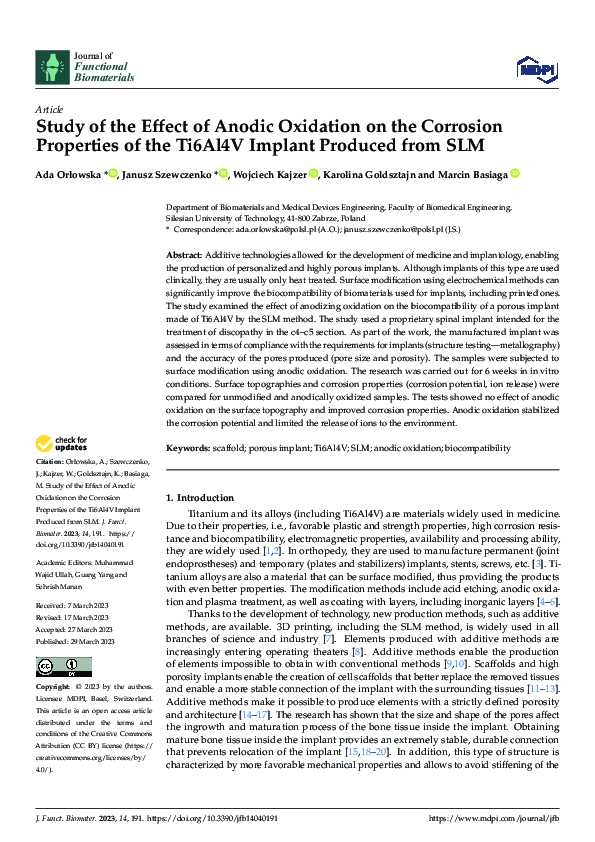 (PDF) Study of the Effect of Anodic Oxidation on the Corrosion ...