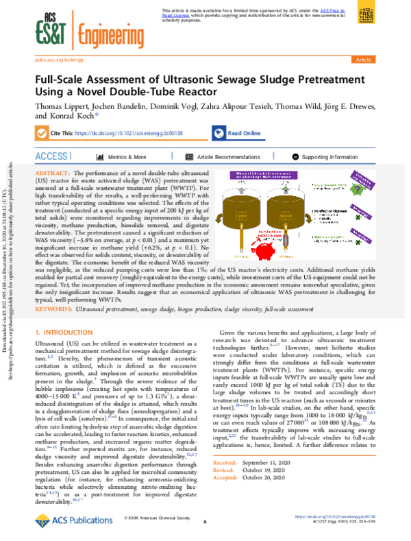 (PDF) Full-Scale Assessment of Ultrasonic Sewage Sludge Pretreatment ...