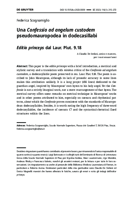 (PDF) Una Confessio ad angelum custodem pseudomauropodea in ...