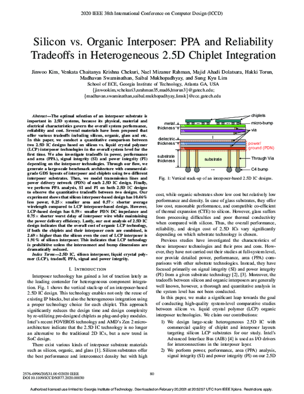 (PDF) Silicon vs. Organic Interposer: PPA and Reliability Tradeoffs in ...