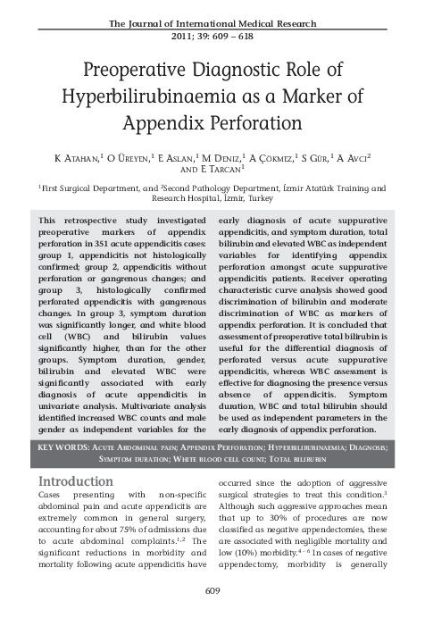 (PDF) Preoperative Diagnostic Role of Hyperbilirubinaemia as a Marker ...