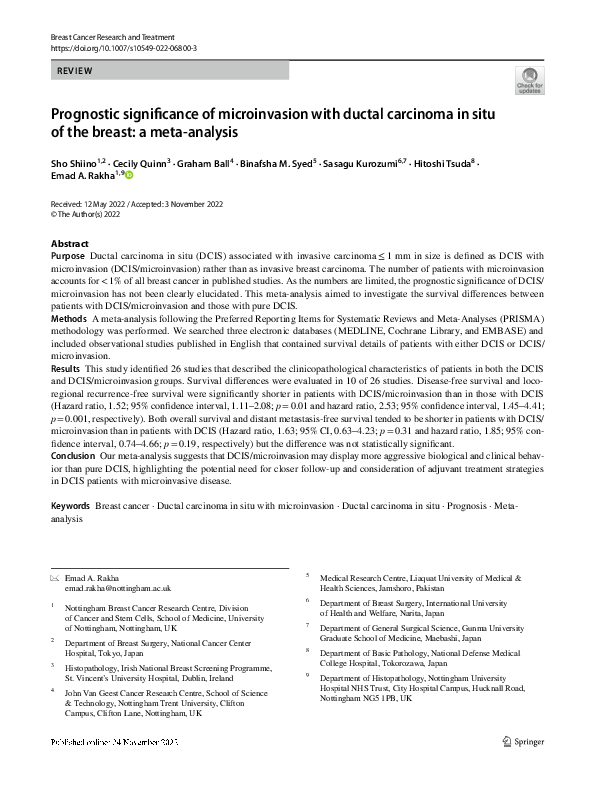 (PDF) Prognostic significance of microinvasion with ductal carcinoma in ...