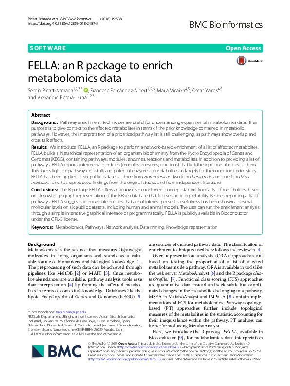 (PDF) FELLA: an R package to enrich metabolomics data
