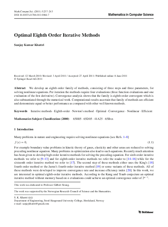 (PDF) Optimal Eighth Order Iterative Methods (PDF) Optimal Eighth Order Iterative Methods