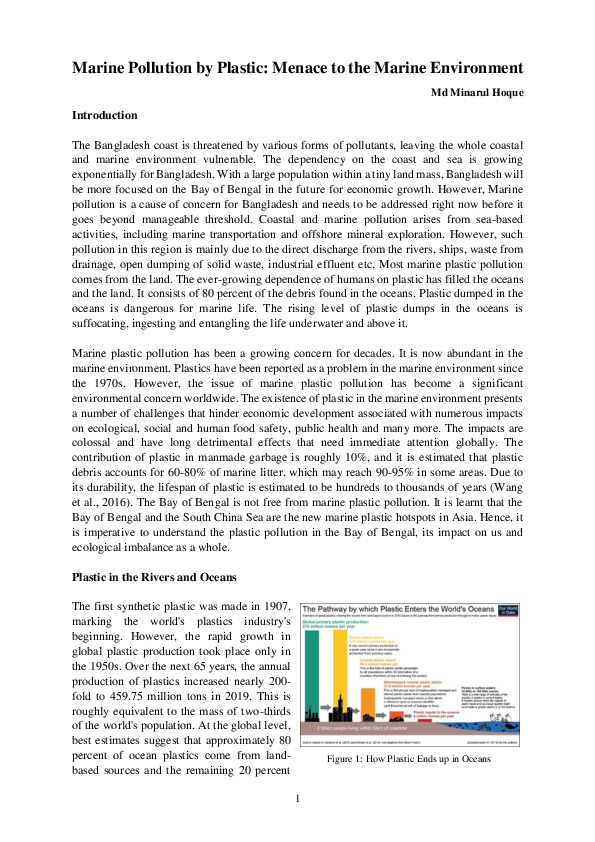 (PDF) Marine Pollution by Plastic: Menace to the Marine Environment