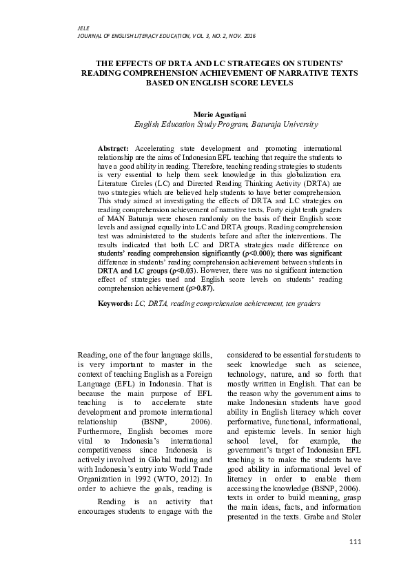 (PDF) The Effects of Drta and LC Strategies on Students' Reading ...