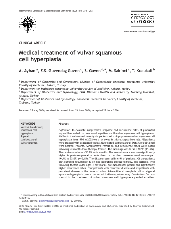 (PDF) Medical treatment of vulvar squamous cell hyperplasia