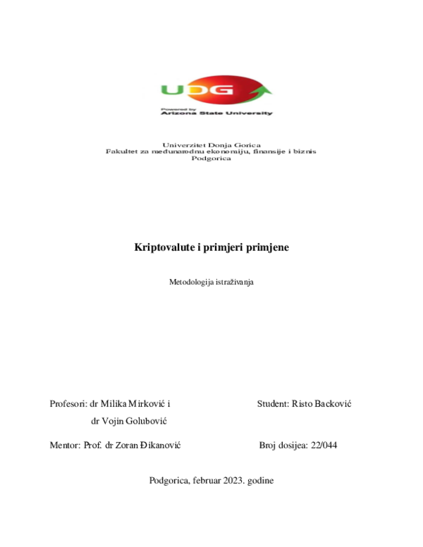 (PDF) Kriptovalute i primjeri primjene - RAD (1)