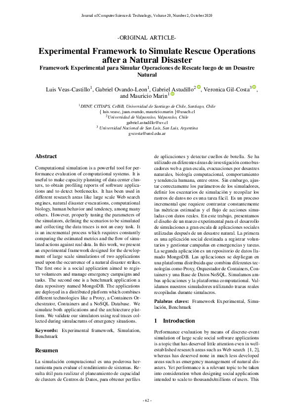 (PDF) Experimental Framework to Simulate Rescue Operations after a Natural Disaster