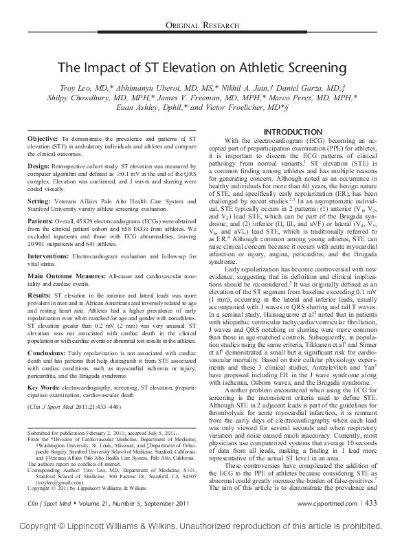 (PDF) The Impact of ST Elevation on Athletic Screening