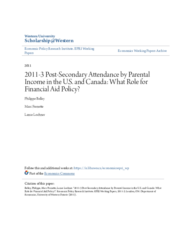 (PDF) 2011-3 Post-Secondary Attendance by Parental Income in the U.S ...
