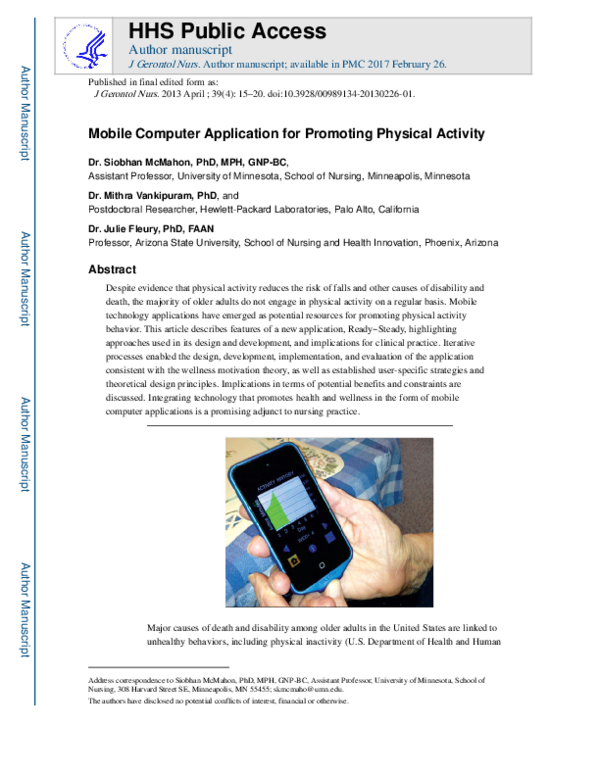 (PDF) Mobile Computer Application for Promoting Physical Activity
