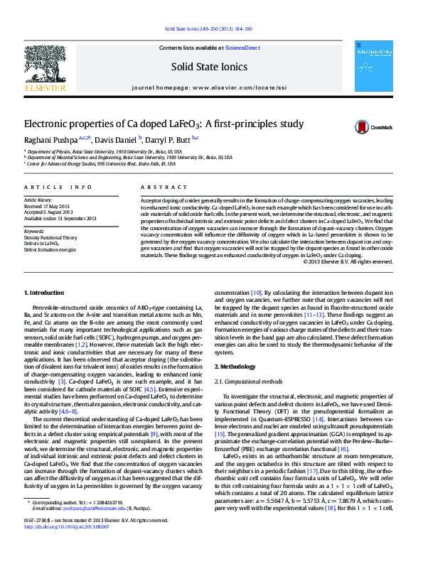 (PDF) Electronic properties of Ca doped LaFeO3: A first-principles study