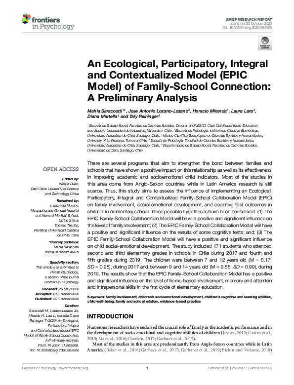 (PDF) An Ecological, Participatory, Integral and Contextualized Model ...
