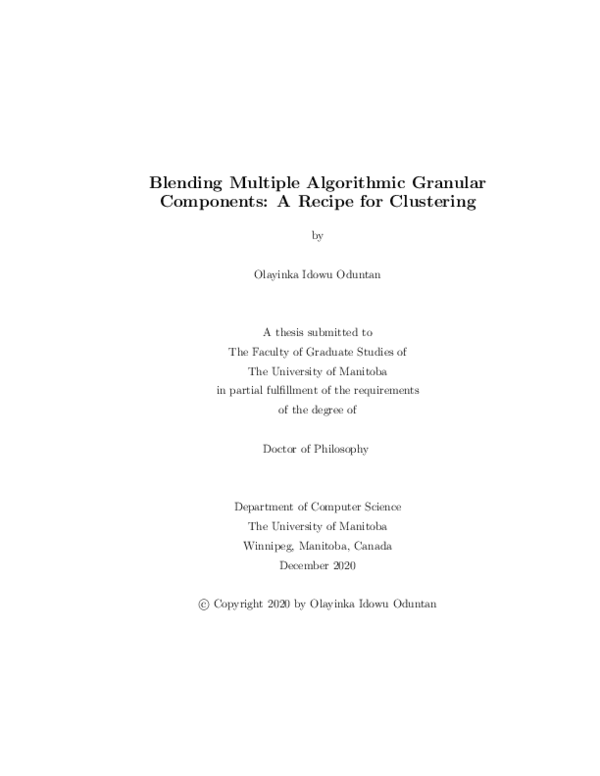 (PDF) Blending multiple algorithmic granular components: a recipe for clustering