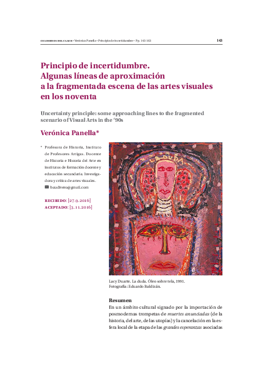 (PDF) Principio de incertidumbre. Algunas líneas de aproximación a la fragmentada escena de las ...