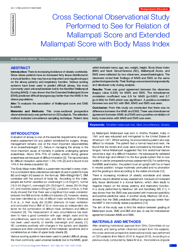 (PDF) Cross Sectional Observational Study Performed to See for Relation ...
