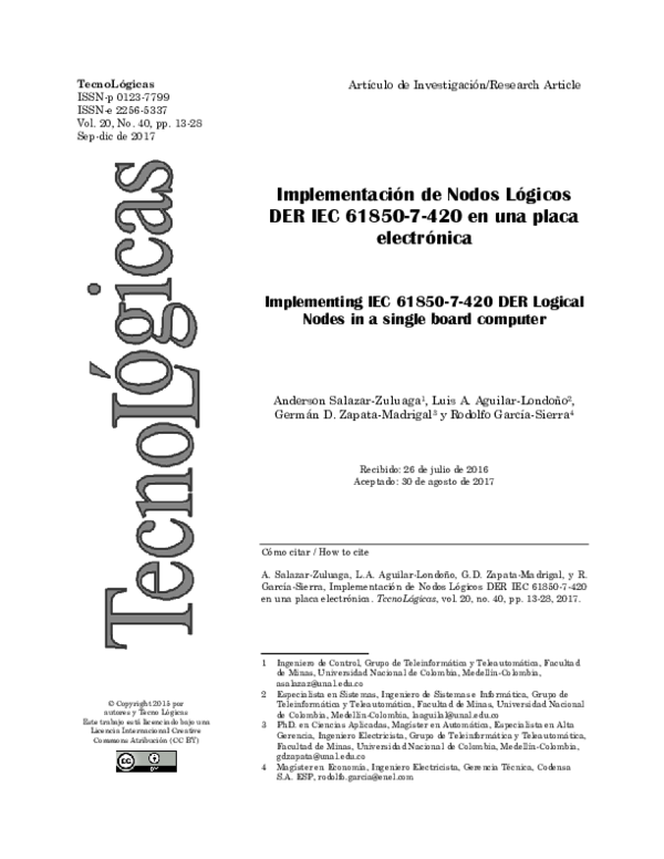 Pdf Implementación De Nodos Lógicos Der Iec 61850 7 420 En Una Placa Electrónica