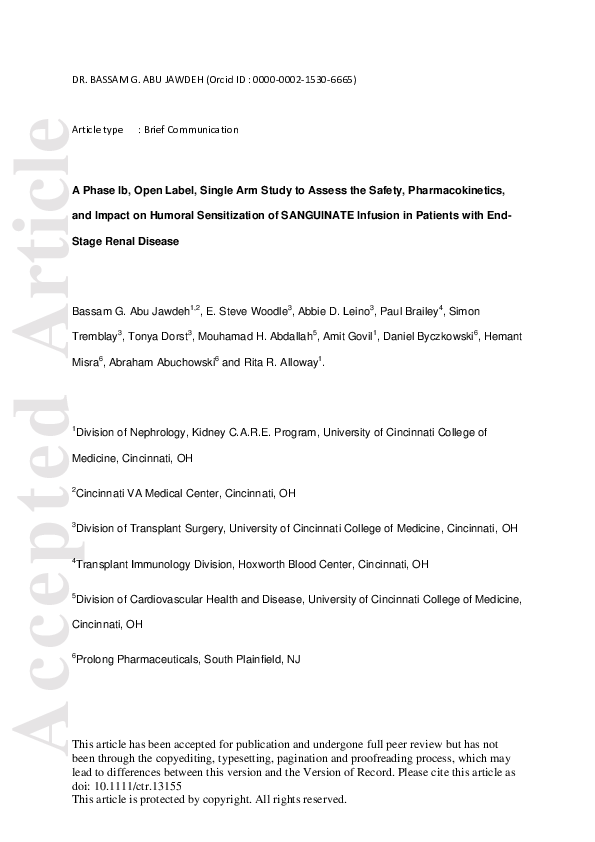 (PDF) A Phase Ib, Open Label, Single Arm Study to Assess the Safety ...