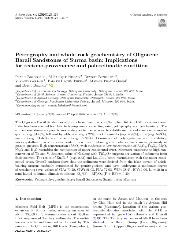 (PDF) Petrography and whole-rock geochemistry of Oligocene Barail ...