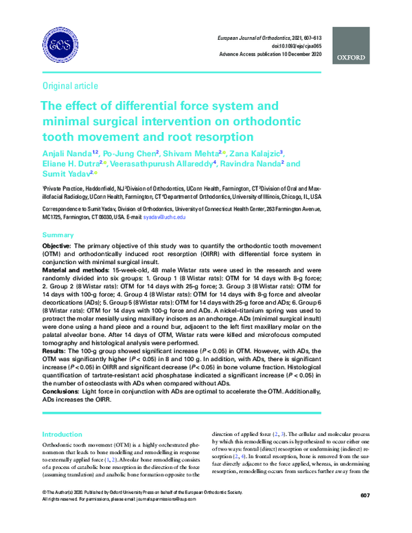 (PDF) The effect of differential force system and minimal surgical intervention on orthodontic ...