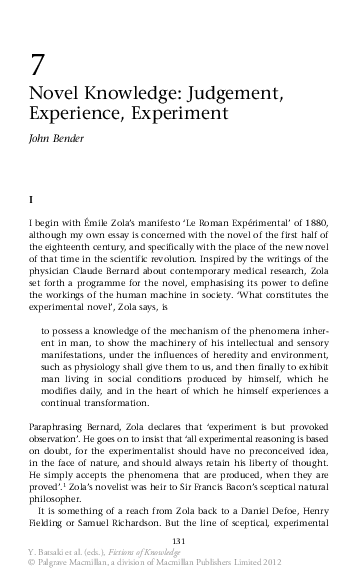 (PDF) Novel Knowledge: Judgement, Experience, Experiment