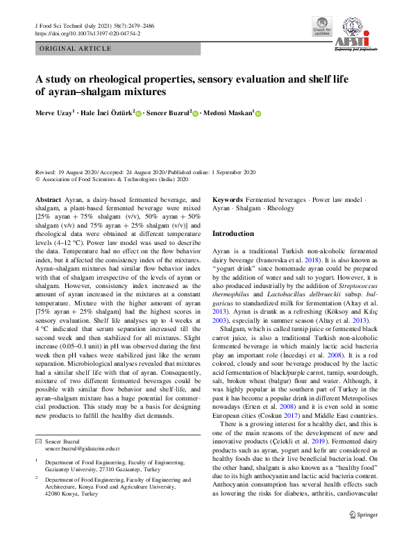 (PDF) A study on rheological properties, sensory evaluation and shelf ...