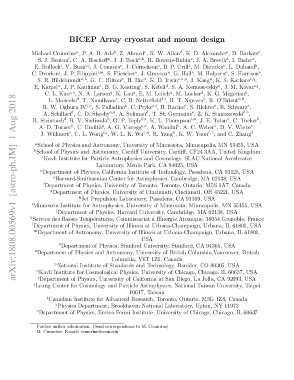 (PDF) BICEP array cryostat and mount design