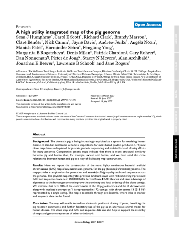 (PDF) A high utility integrated map of the pig genome