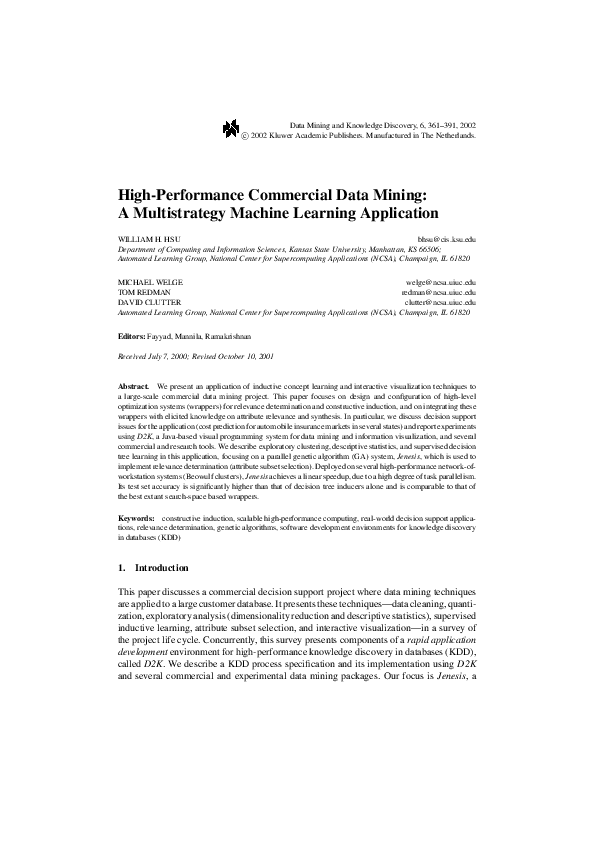 (PDF) High-Performance Commercial Data Mining: A Multistrategy Machine Learning Application ...