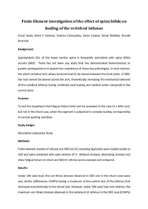 Pdf Finite Element Investigation Of The Effect Of A Bifid Arch On