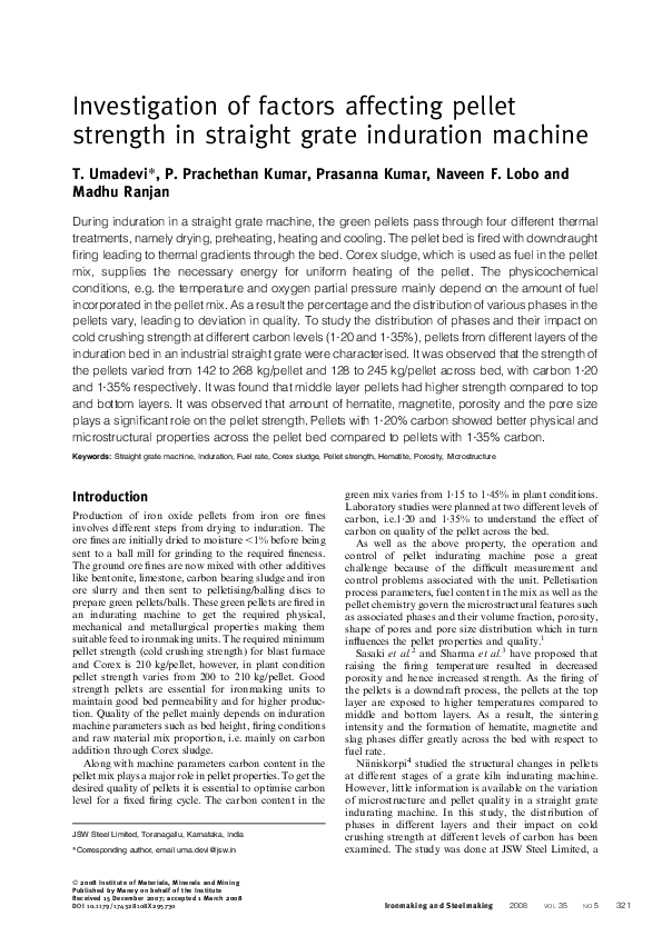 (PDF) Investigation of factors affecting pellet strength in straight ...