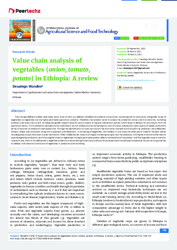 (PDF) Value chain analysis of vegetables (onion, tomato, potato) in ...