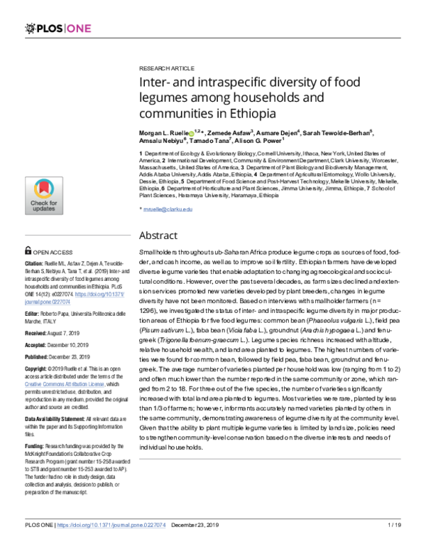 (PDF) Inter- and intraspecific diversity of food legumes among ...