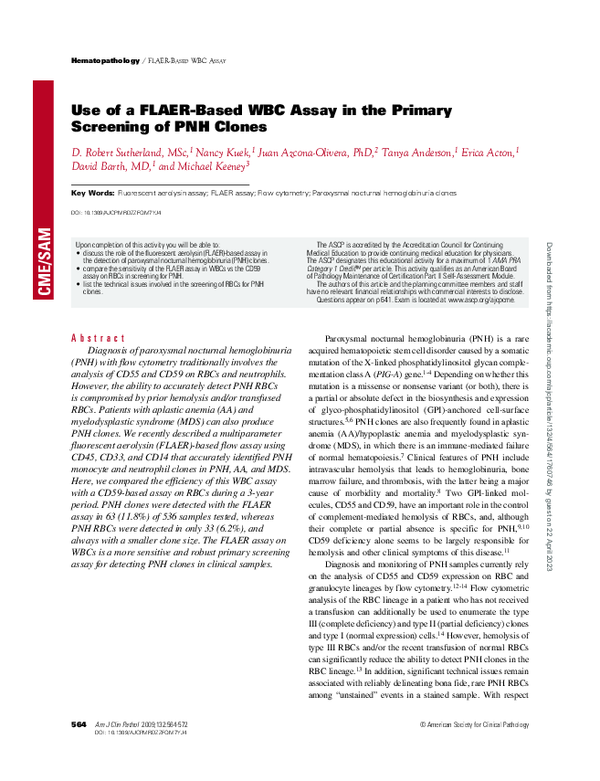 (PDF) Use of a FLAER-Based WBC Assay in the Primary Screening of PNH ...