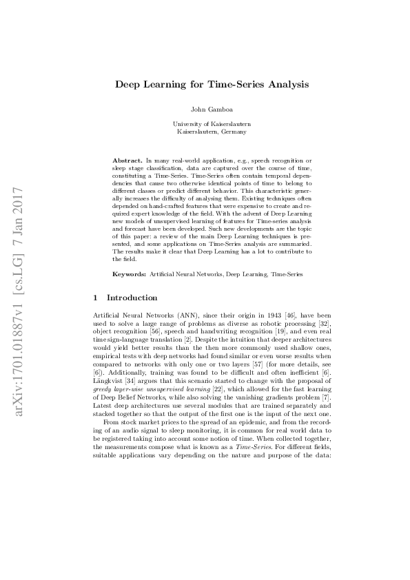 (PDF) Deep Learning for Time-Series Analysis