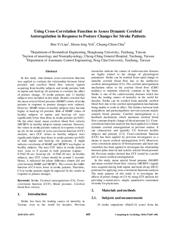 (PDF) Using cross-correlation function to assess dynamic cerebral autoregulation in response to ...