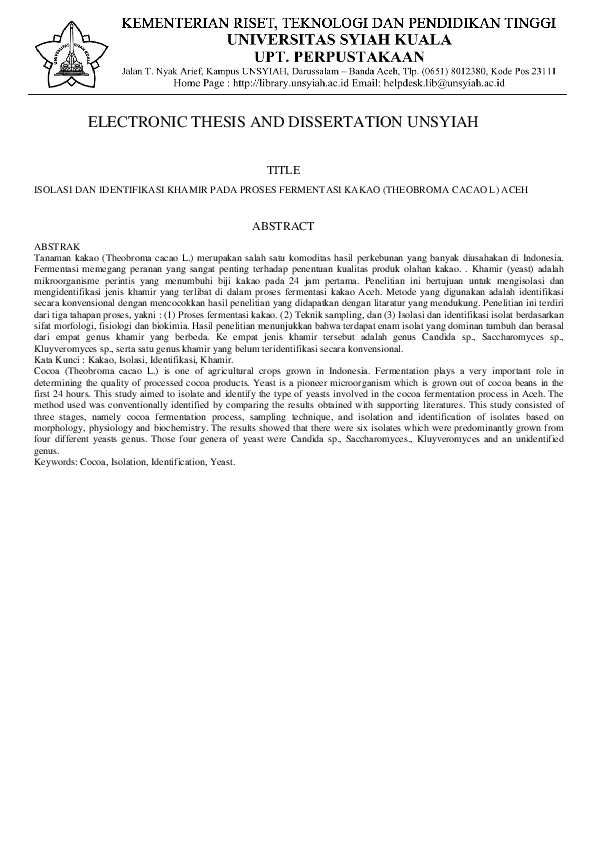 (PDF) Isolasi Dan Identifikasi Khamir Pada Proses Fermentasi Kakao ...