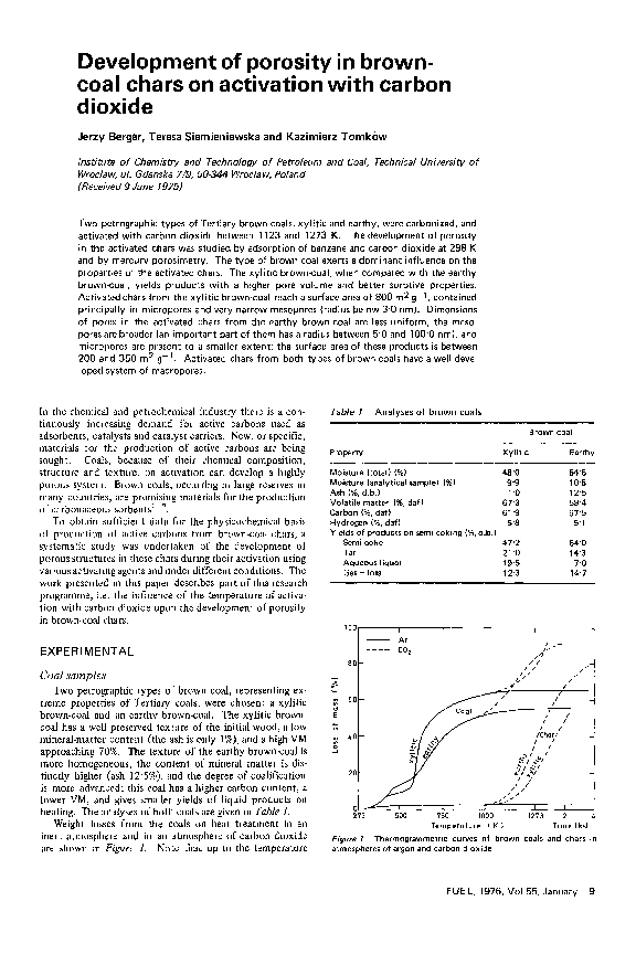 (PDF) Development of porosity in brown-coal chars on activation with ...