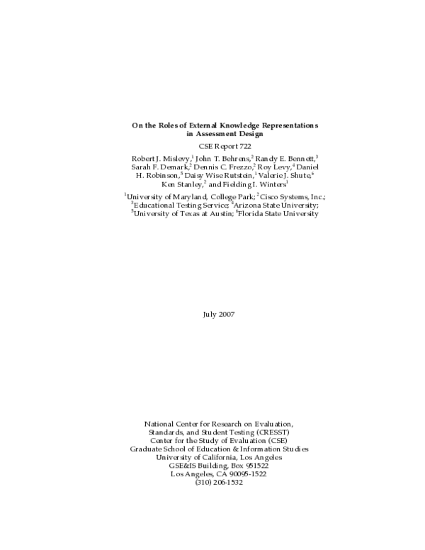 (PDF) On the Roles of External Knowledge Representations in Assessment ...