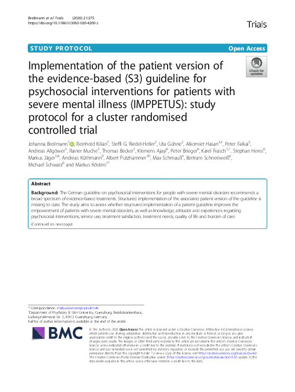 (PDF) Implementation of the patient version of the evidence-based (S3 ...