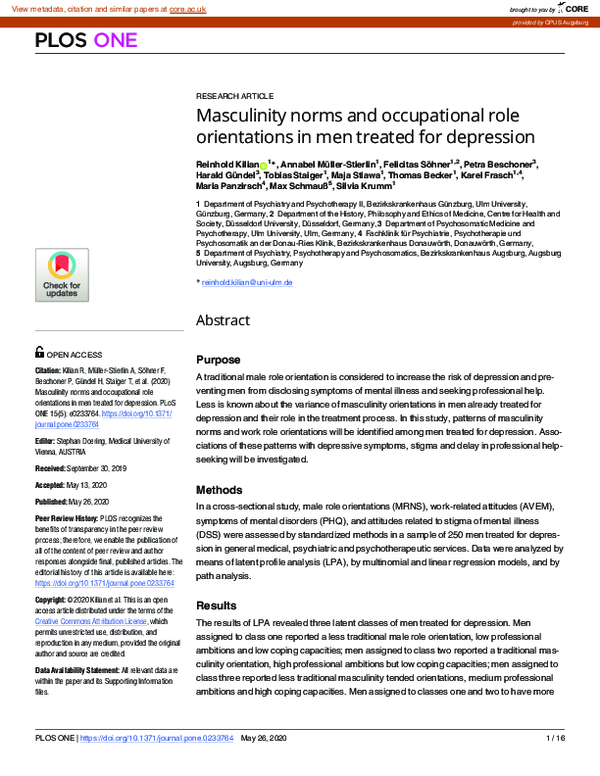 (PDF) Masculinity norms and occupational role orientations in men ...
