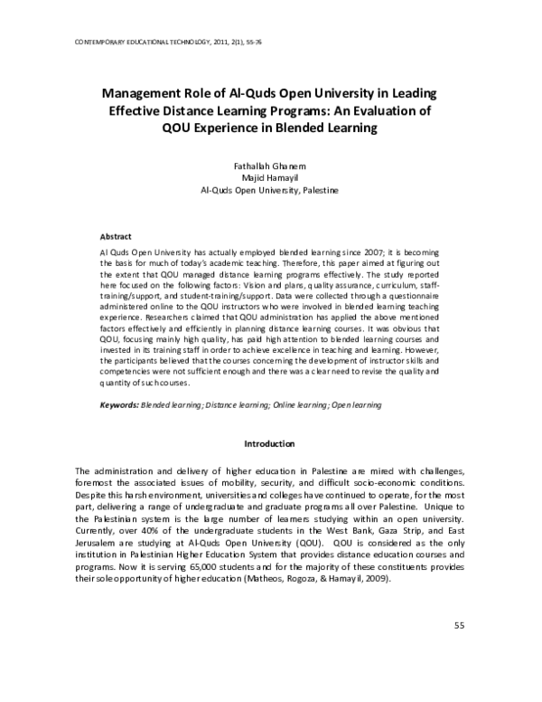 (PDF) Management Role of Al-Quds Open University in Leading Effective ...