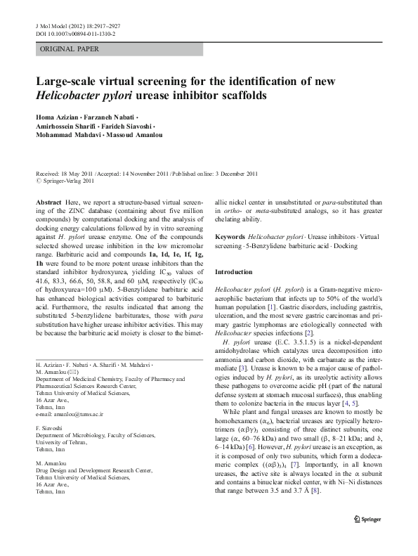 (PDF) Large-scale virtual screening for the identification of new ...