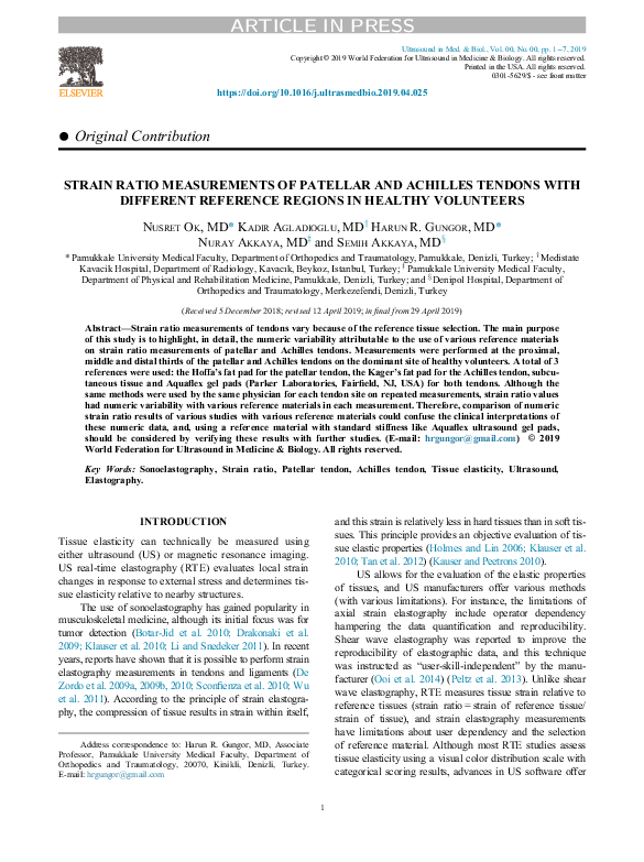 (PDF) Strain Ratio Measurements of Patellar and Achilles Tendons With ...