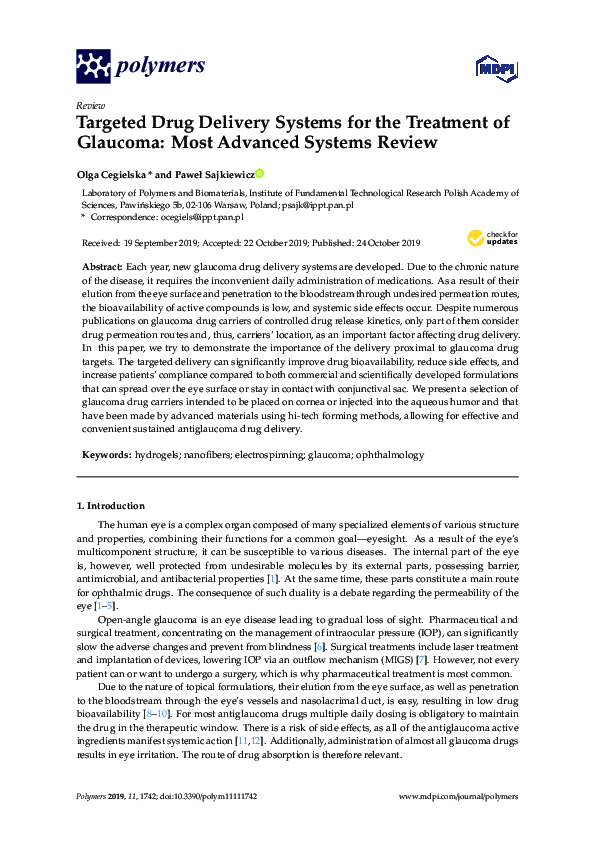 (PDF) Targeted Drug Delivery Systems for the Treatment of Glaucoma ...