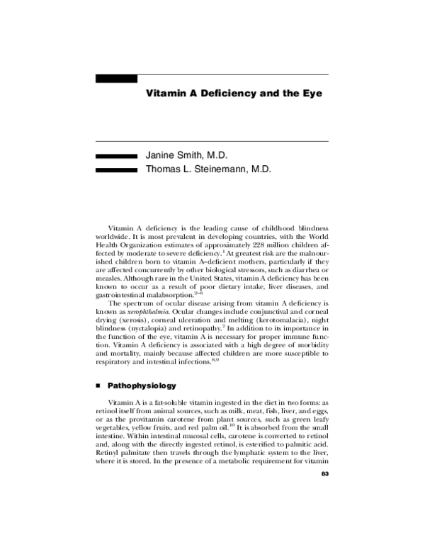 (PDF) Vitamin A Deficiency and the Eye