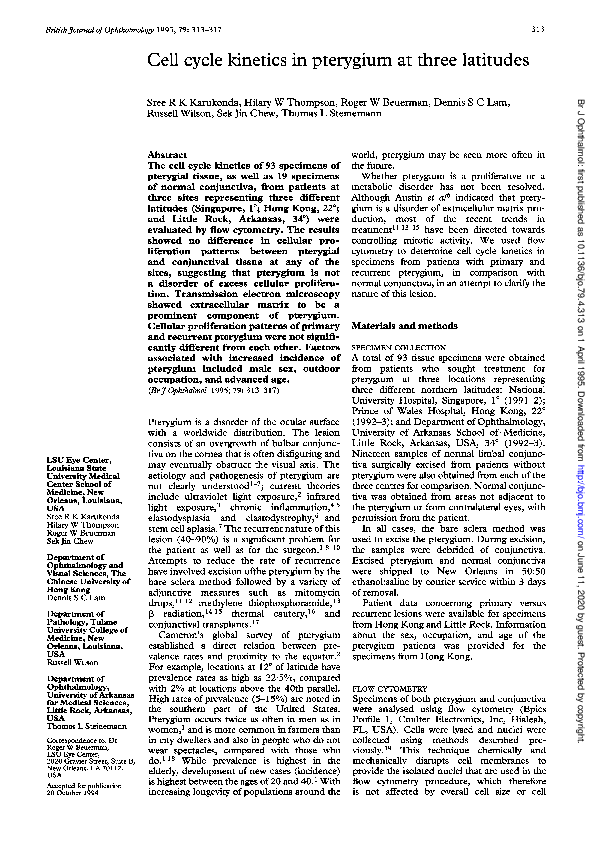 (PDF) Cell cycle kinetics in pterygium at three latitudes