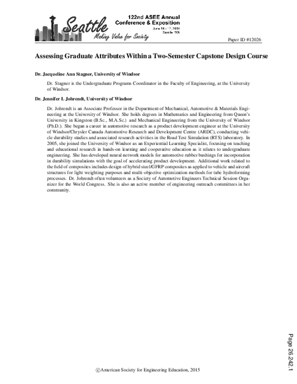 (PDF) Assessing Graduate Attributes Within a Two-Semester Capstone ...